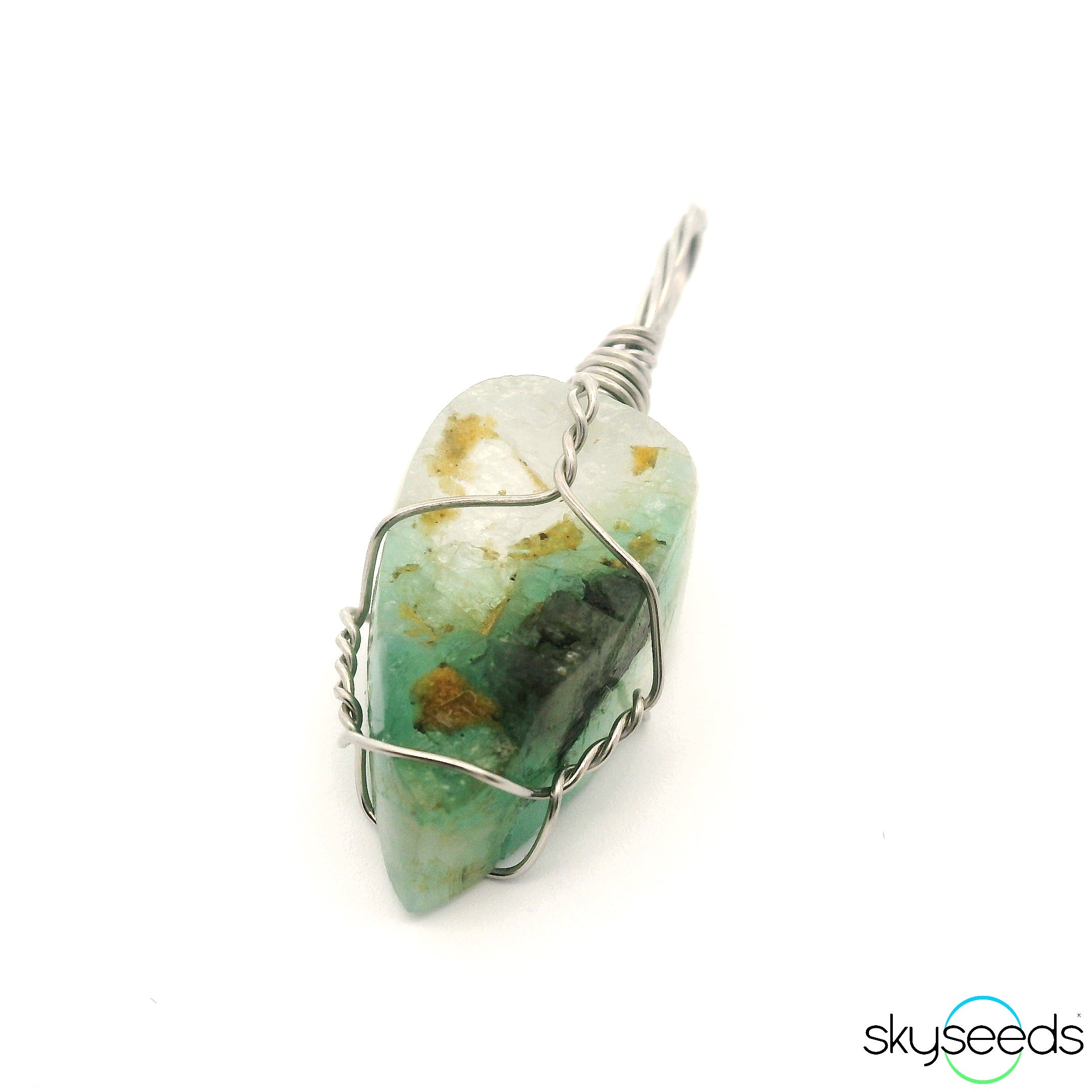 Emerald in Quartz - Stainless Steel Pendant – Skyseed Energy